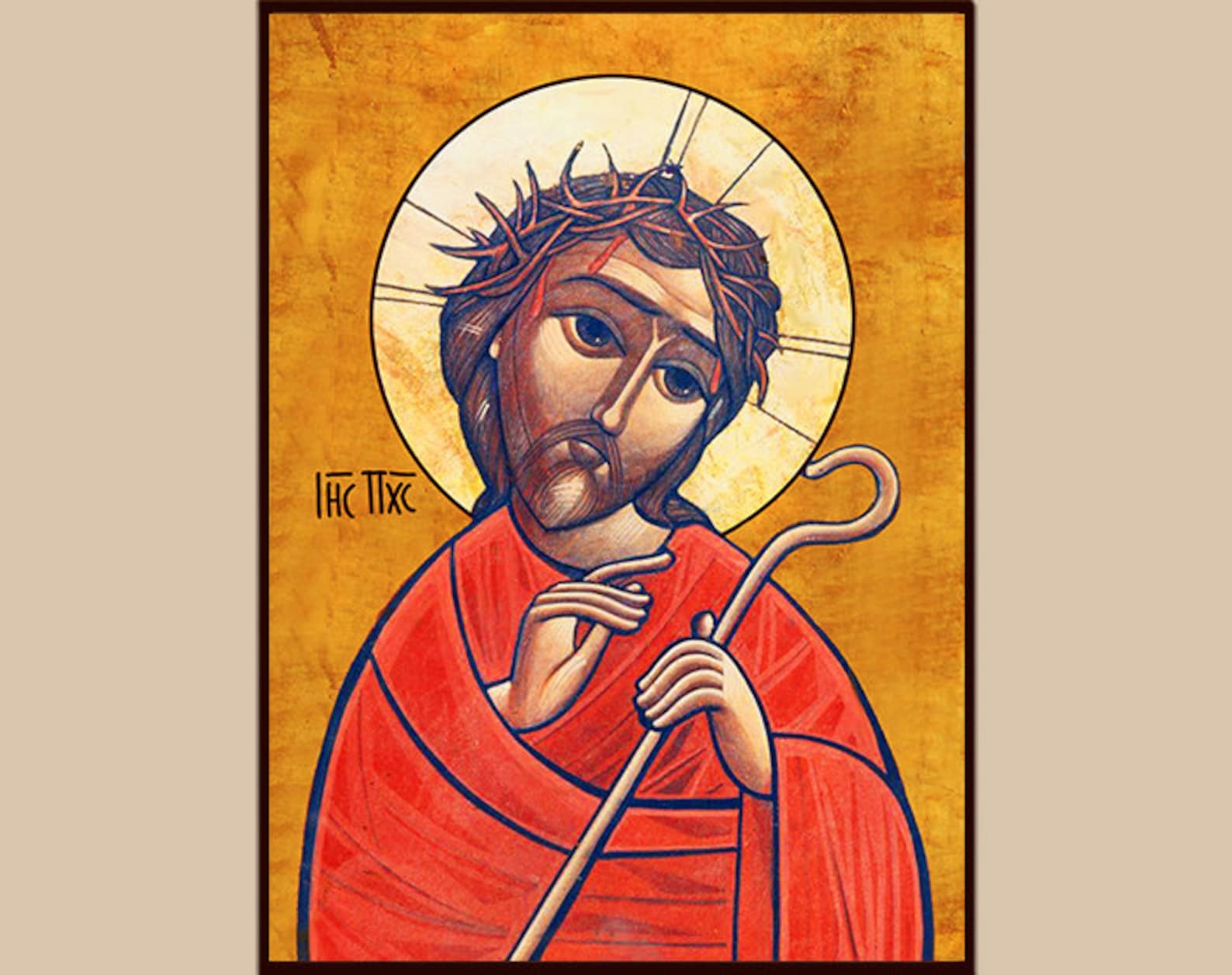 Christ in the red robe and the crown of thorns | Etsy