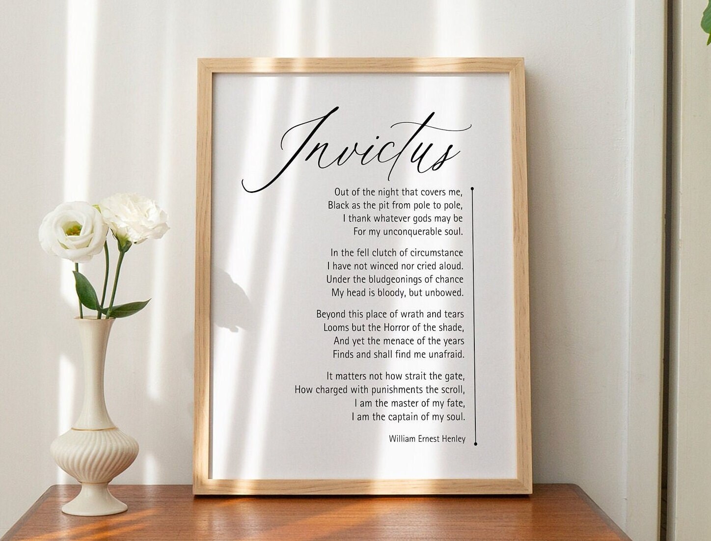 Invictus Poem, Inspirational Quote, Office Wall Art, Print, Digital ...