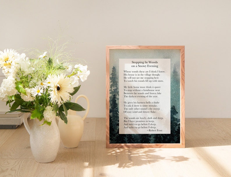 Robert Frost Poem Print: Snowy Woods, Winter Farmhouse (digital ...
