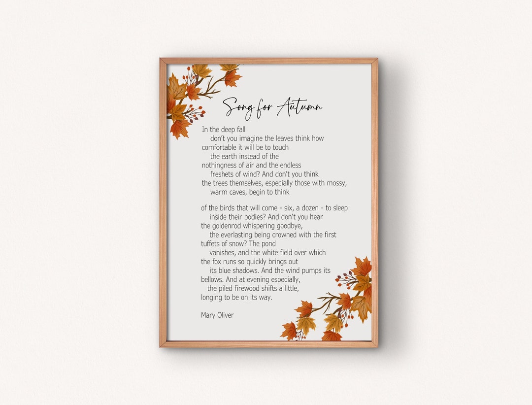 Song for Autumn Poem, Mary Oliver, Fall Decor, Digital Print, Wall Art ...