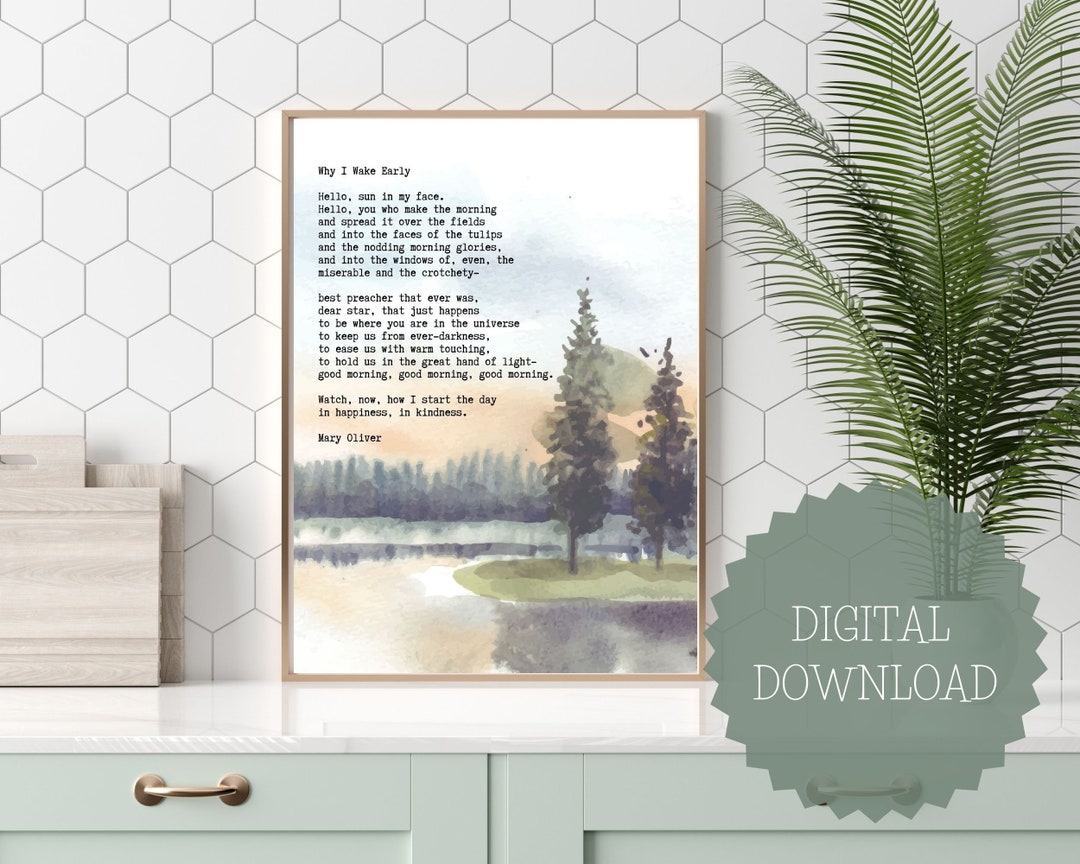Mary Oliver Poem Quote Wall Decor Why I Wake Early Poem Mary Etsy