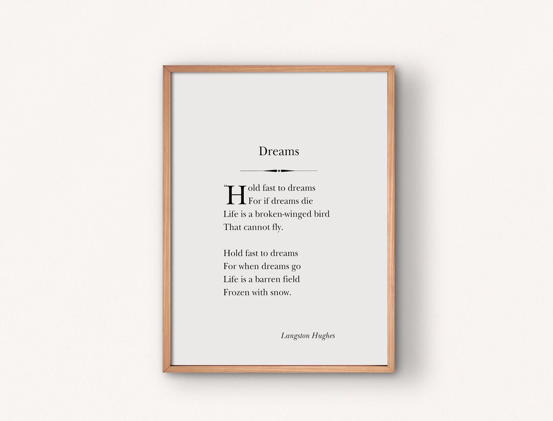 Dreams by Langston Hughes Poem, Gift for Her, Digital Download Wall Art ...