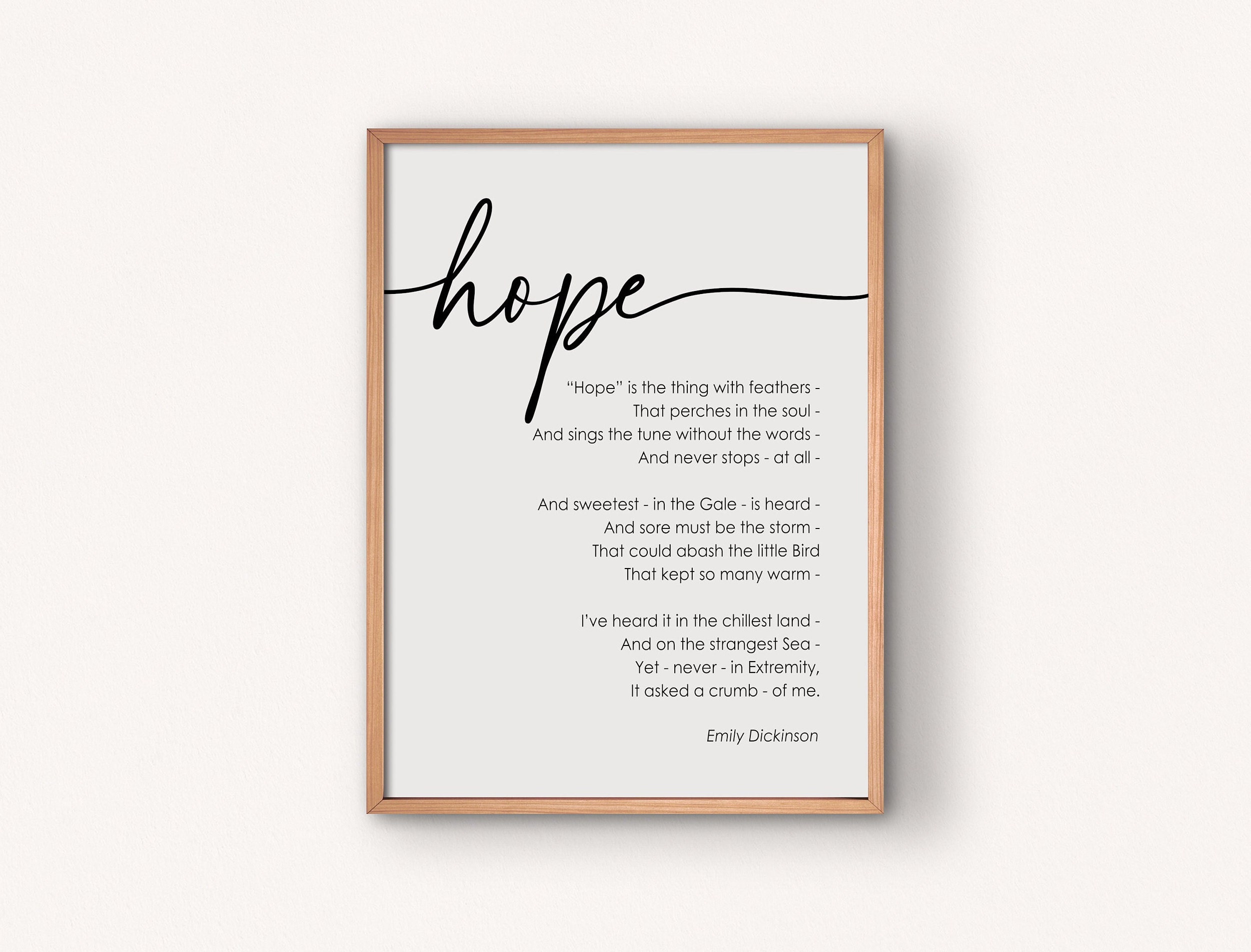 Hope is the Thing With Feathers Poem by Emily Dickinson, Poetry Digital ...