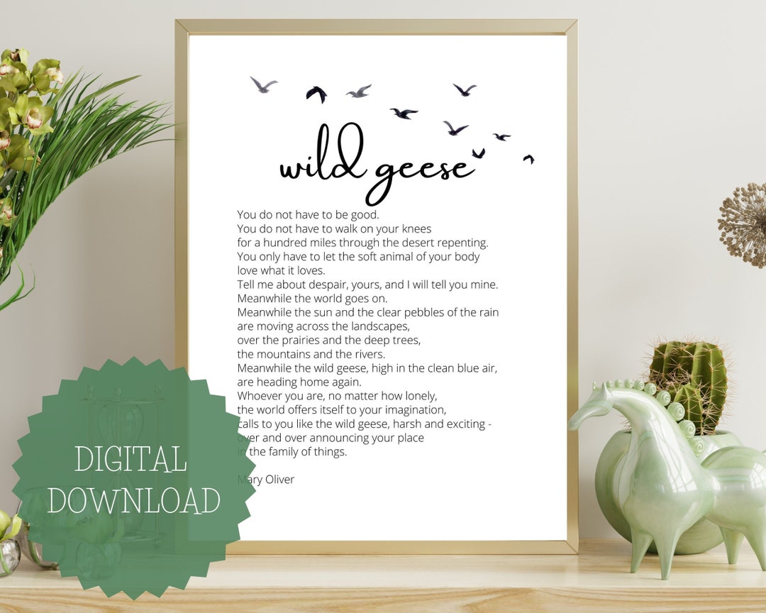 Wild Geese Poem Digital Wall Art Mary Oliver Quote Download - Etsy