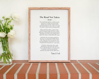 The Road Not Taken by Robert Frost - Digital Poetry - Etsy UK