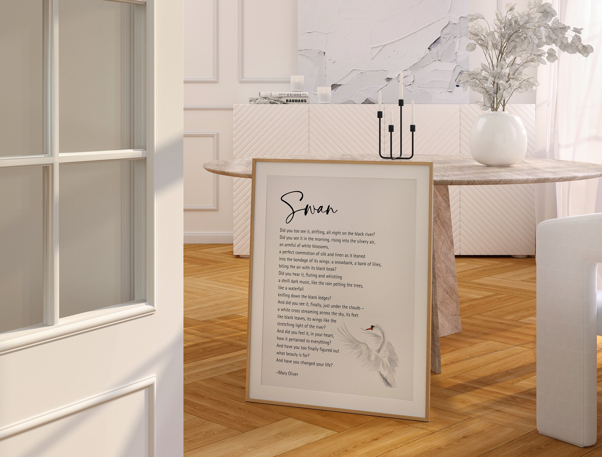 Swan Poem by Mary Oliver, Poetry Wall Art, Home Decor Print, Book Lover ...