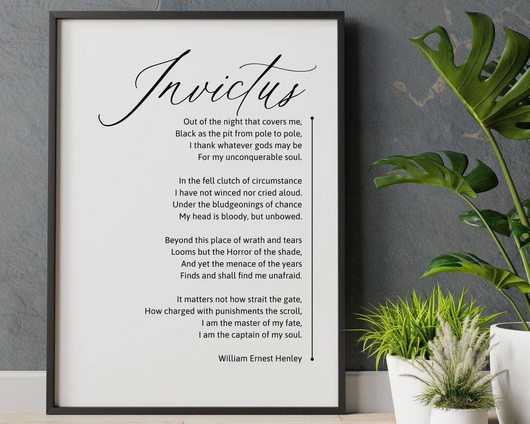 Invictus Poem Inspirational Quote Office Wall Art Print - Etsy