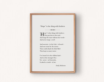 Hope is the Thing With Feathers by Emily Dickinson | Digital Download ...