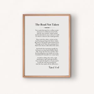 The Road Not Taken Poem by Robert Frost, Digital Download Poetry, Printable Wall Art - Etsy ...