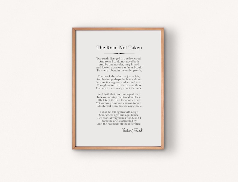 The Road Not Taken Poem by Robert Frost, Digital Download Poetry, Printable Wall Art - Etsy ...