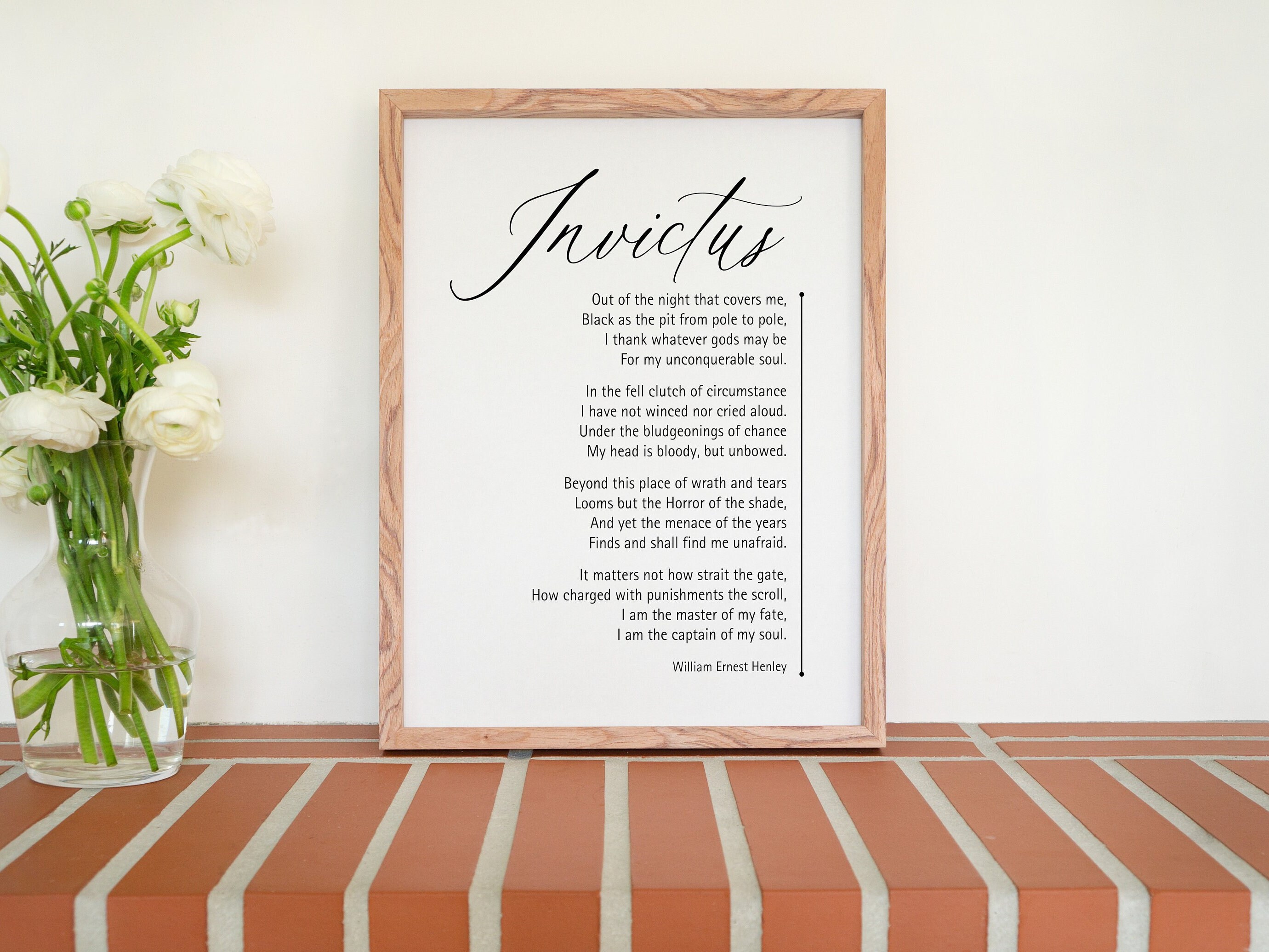 Invictus Poem, Inspirational Quote, Office Wall Art, Print, Digital ...