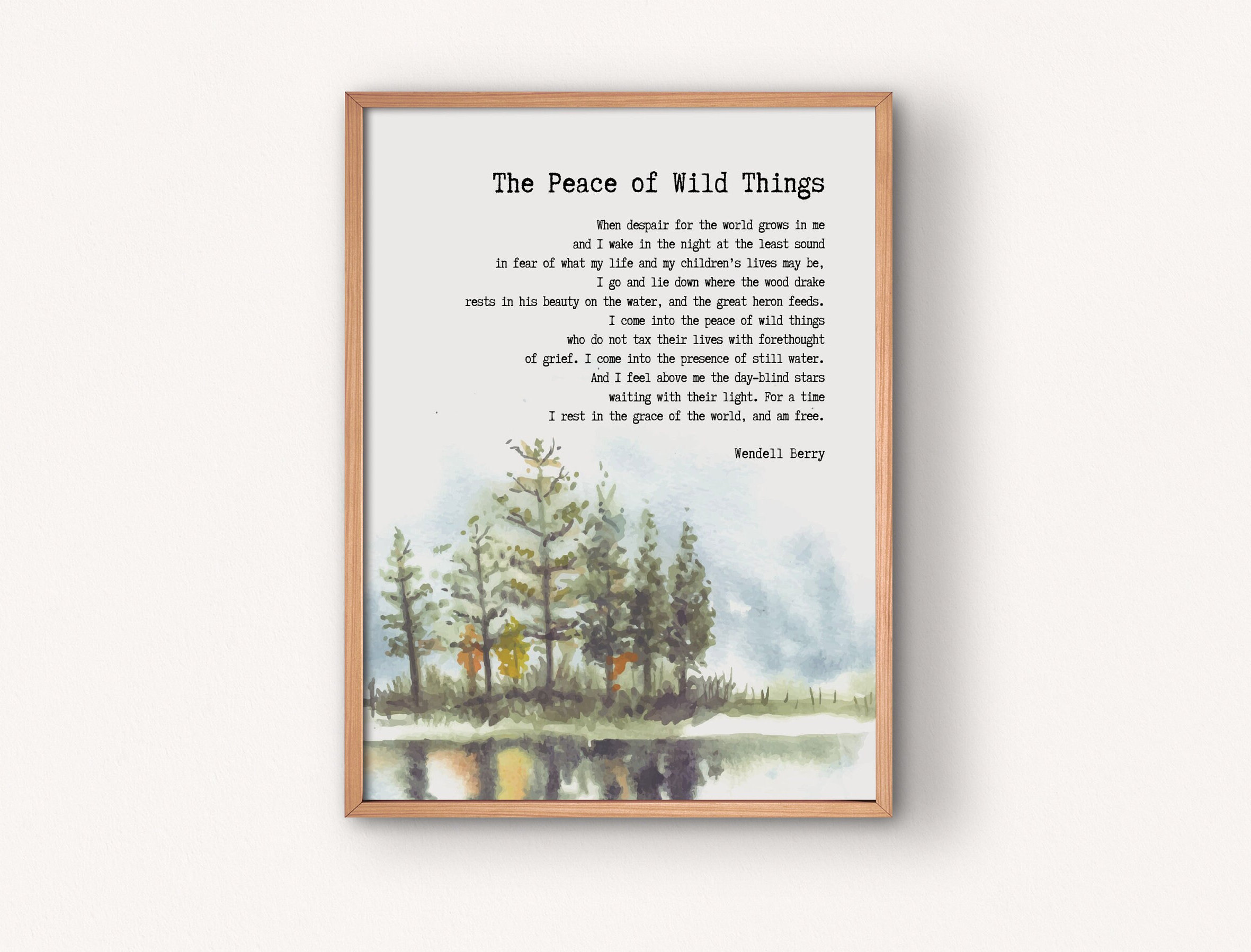 Wendell Berry Poem Print: the Peace of Wild Things (digital Download ...