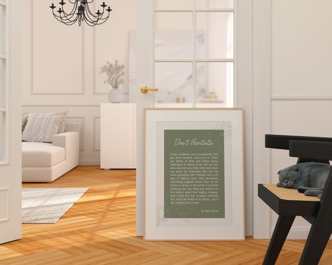 Mary Oliver Poem Wall Art, Downloadable Print, Don't Hesitate, Wall ...