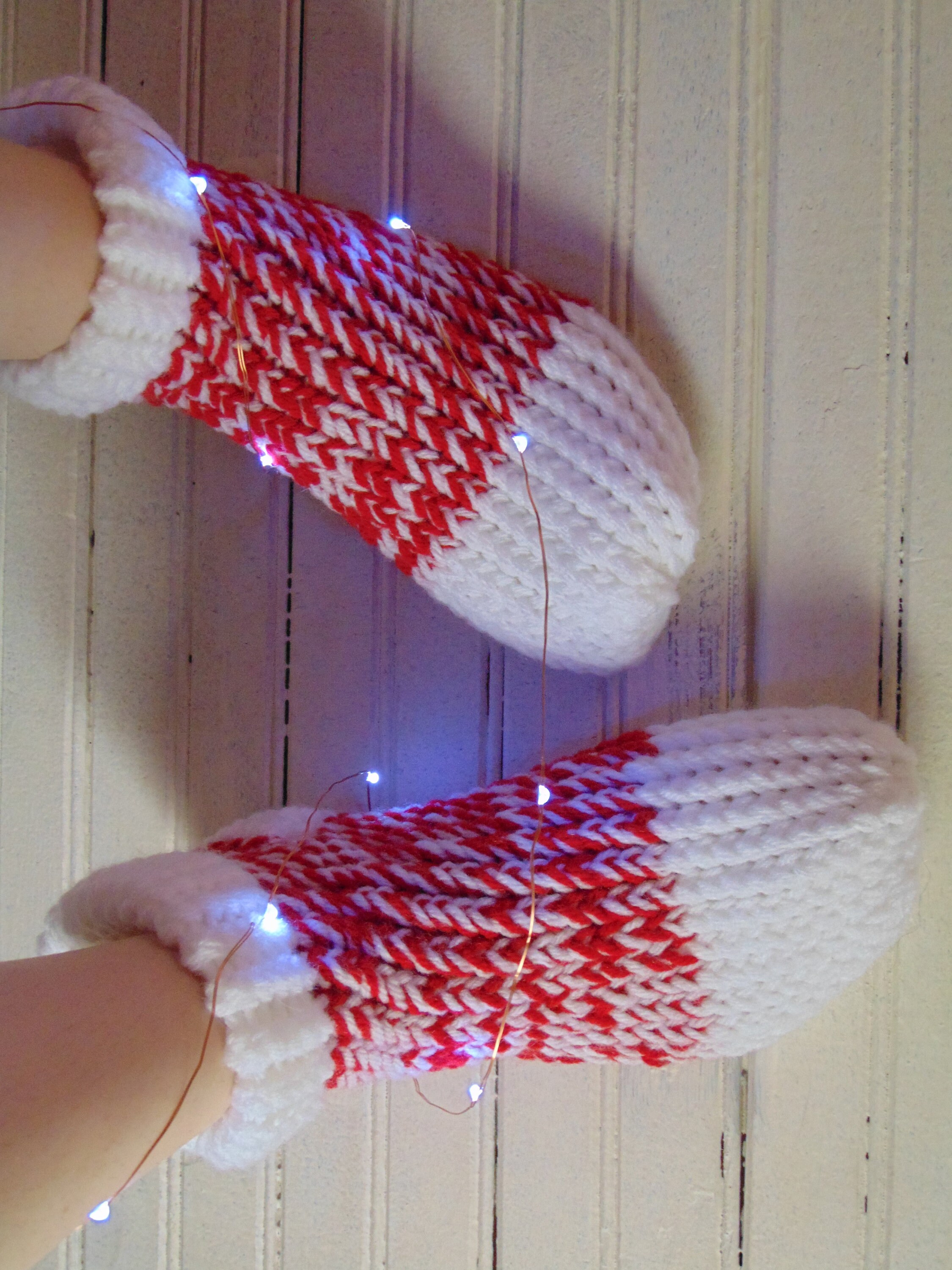 Hand Knitted "peppermint" Slipper Socks (festive, Unisex, Great Gift ...