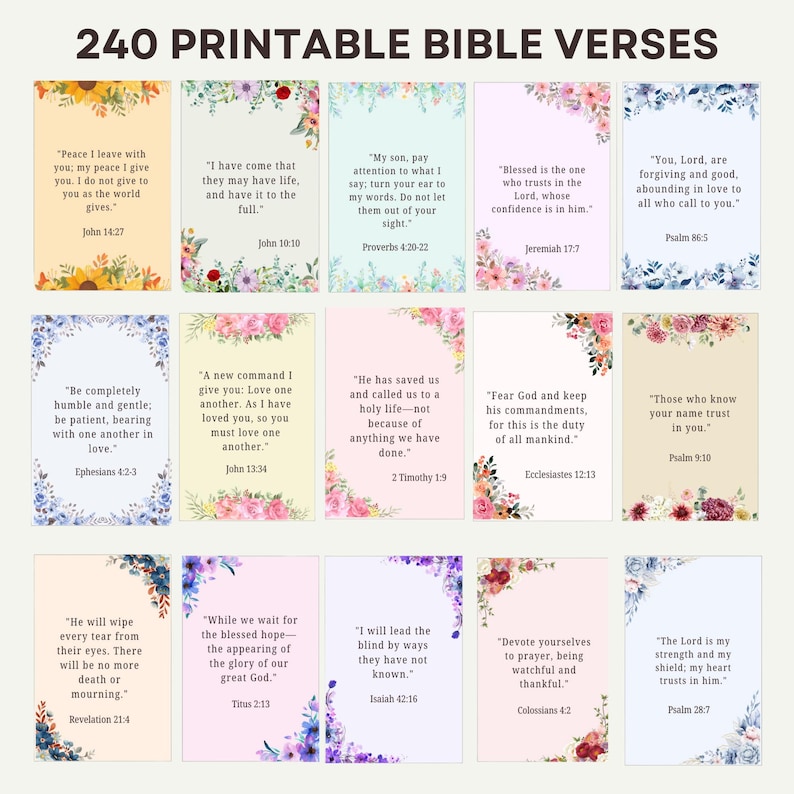 Mini Bible Verse Cards - Scripture Memory Card - Printable Christian ...