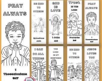 Bible Verse Coloring Bookmarks for Kids, Printable Scripture Bookmark ...