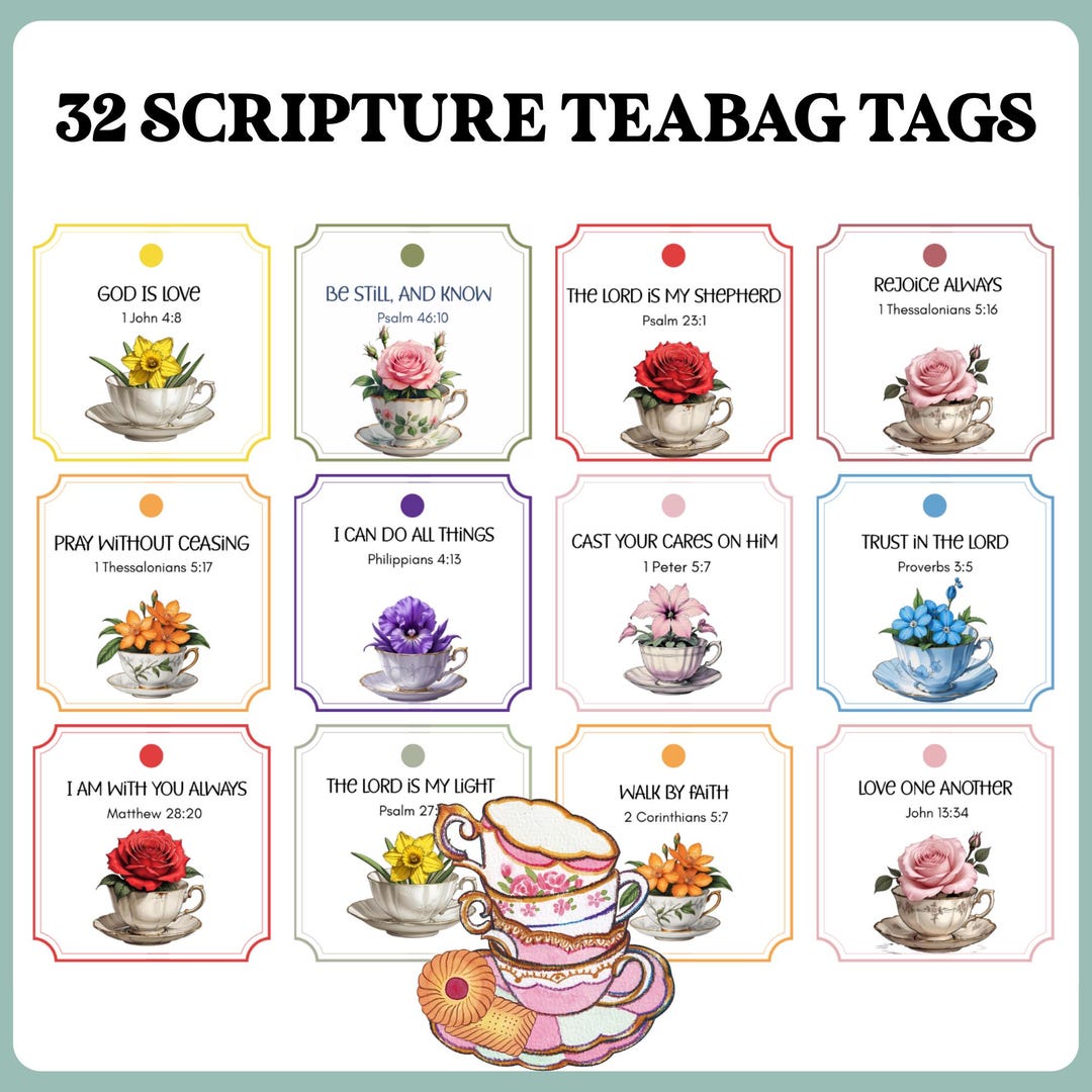 Scripture Tea Bag Tags - Printable Christian Bible Verse Favors for ...