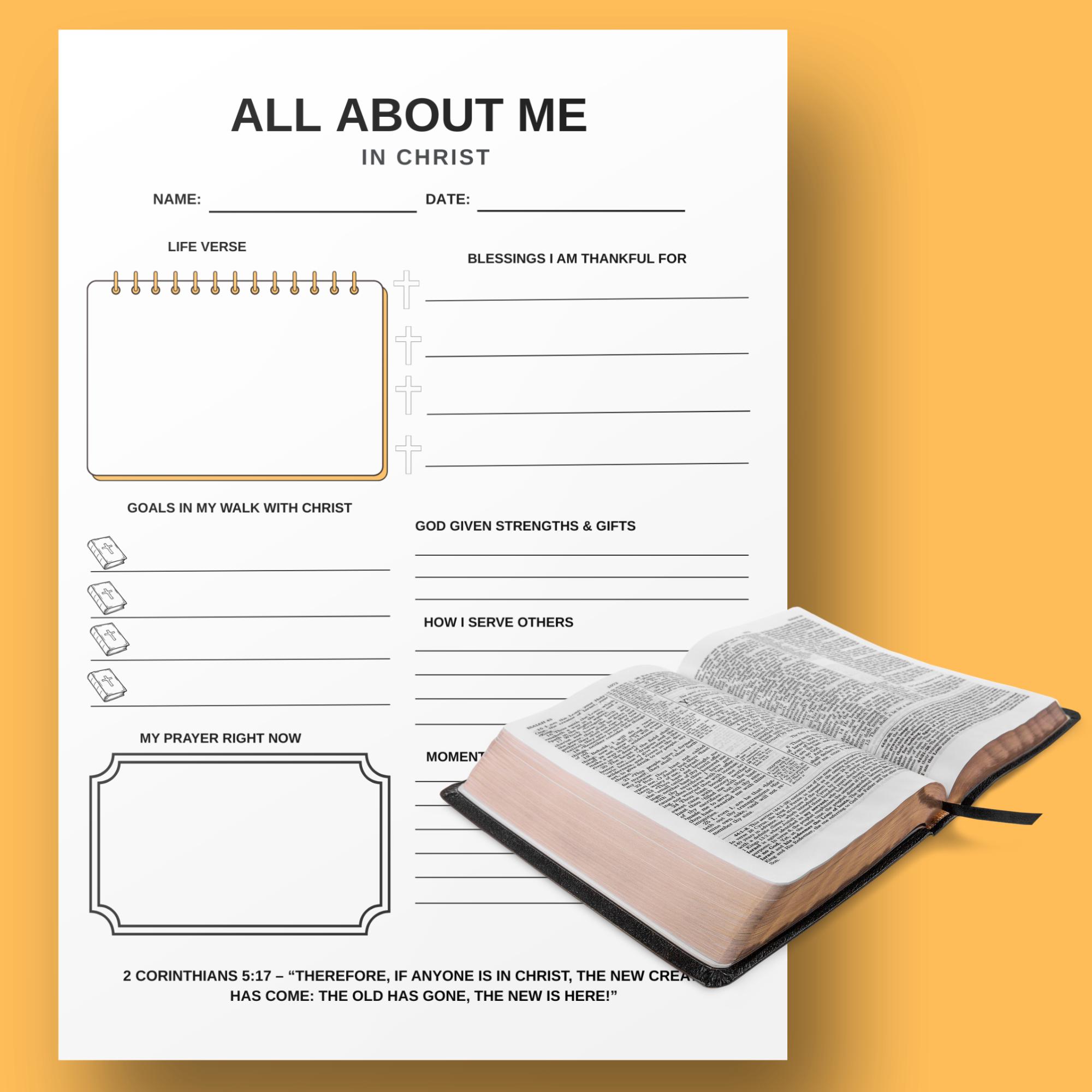 All About Me Christian Printable Activity for Kids and Adults - Etsy