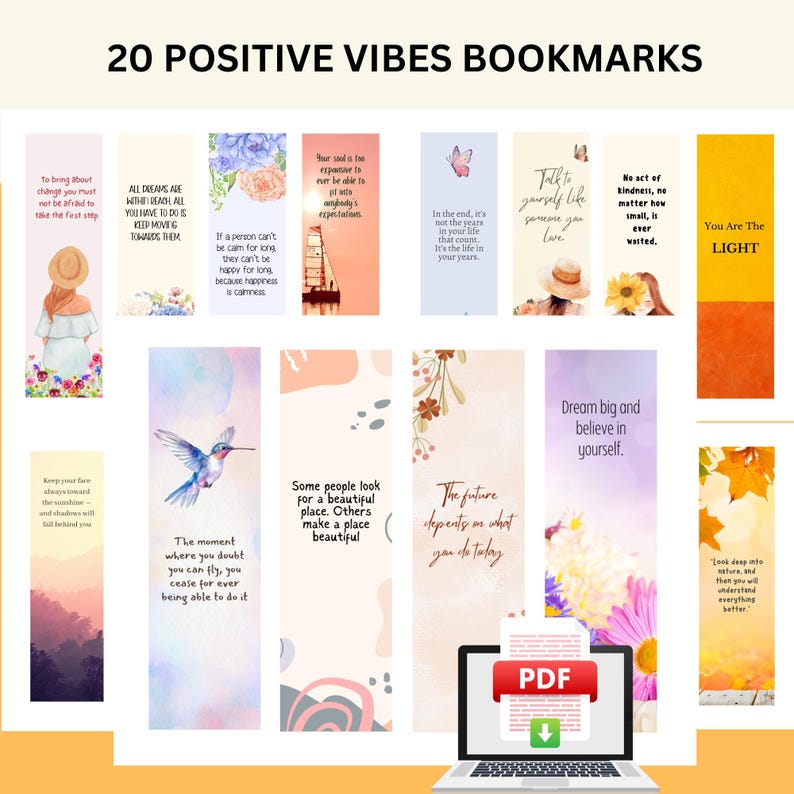 Positive Affirmation Bookmarks, DIY Printable, Positive Vibes Instant ...