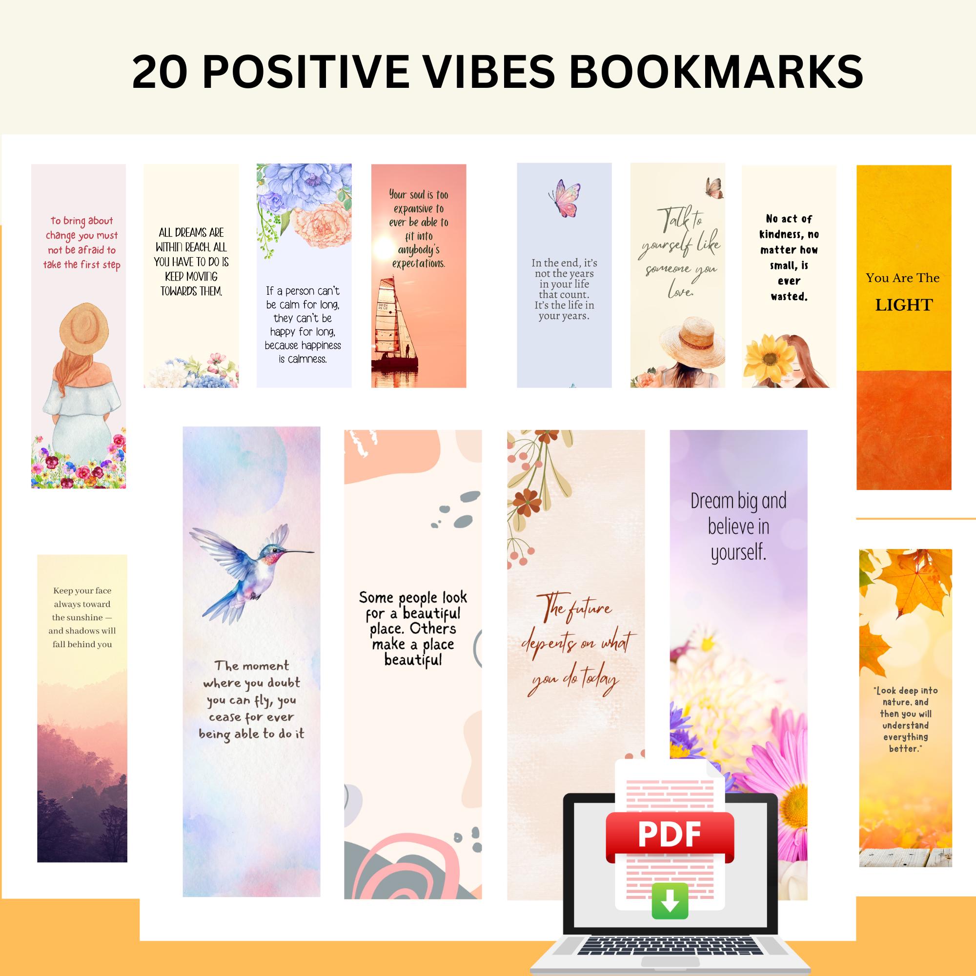 Positive Affirmation Bookmarks, DIY Printable, Positive Vibes Instant ...