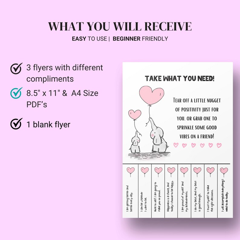 Positive Affirmations for Kids, Tear off Flyer, Tear off Compliments ...