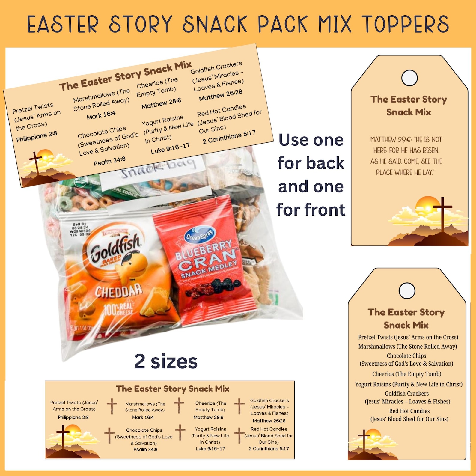 The Easter Story Snack Mix Printable Tag and Bag Topper Easter Basket ...