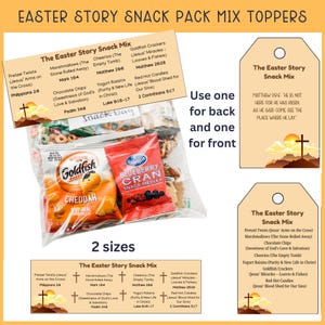 The Easter Story Snack Mix Printable Tag and Bag Topper Easter Basket ...
