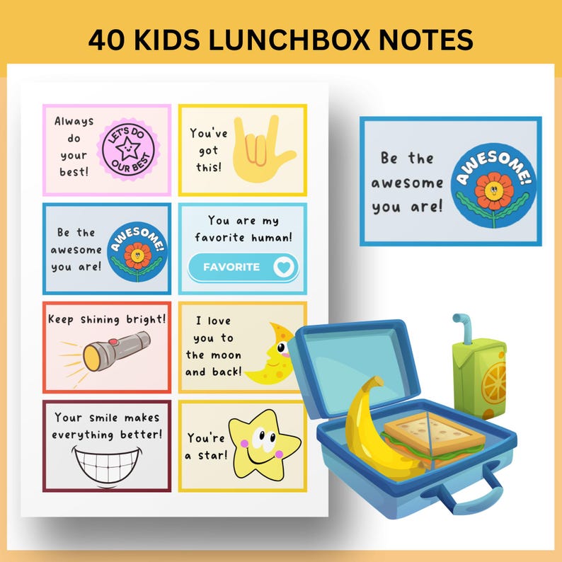 Printable Lunchbox Notes | Positive Notes | Inspiring Notes for Kids ...