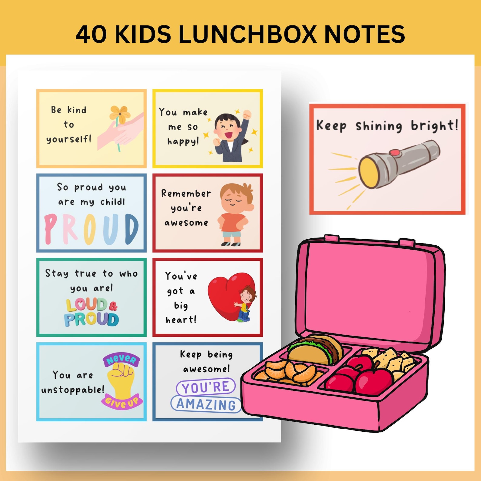 Printable Lunchbox Notes | Positive Notes | Inspiring Notes for Kids ...