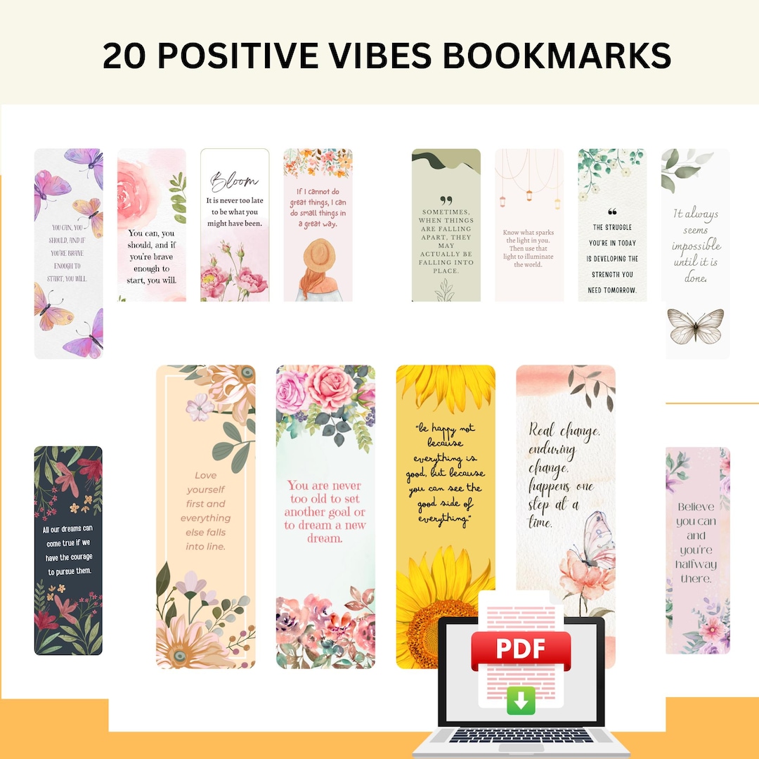 Positive Affirmation Bookmarks, DIY Printable, Positive Vibes Instant ...