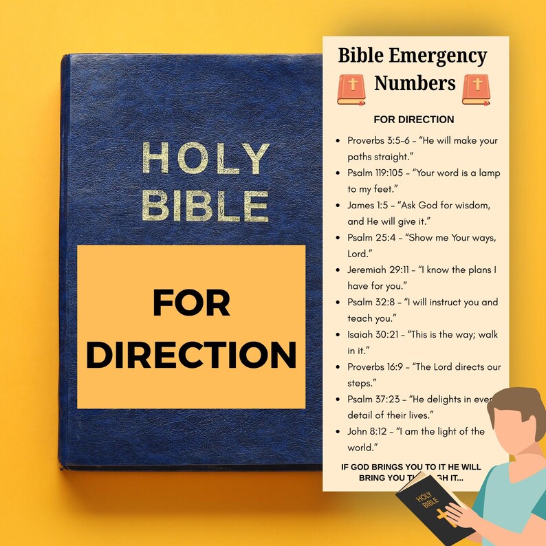 Emergency Bible Numbers Bookmark Christian Scripture Reference Card ...