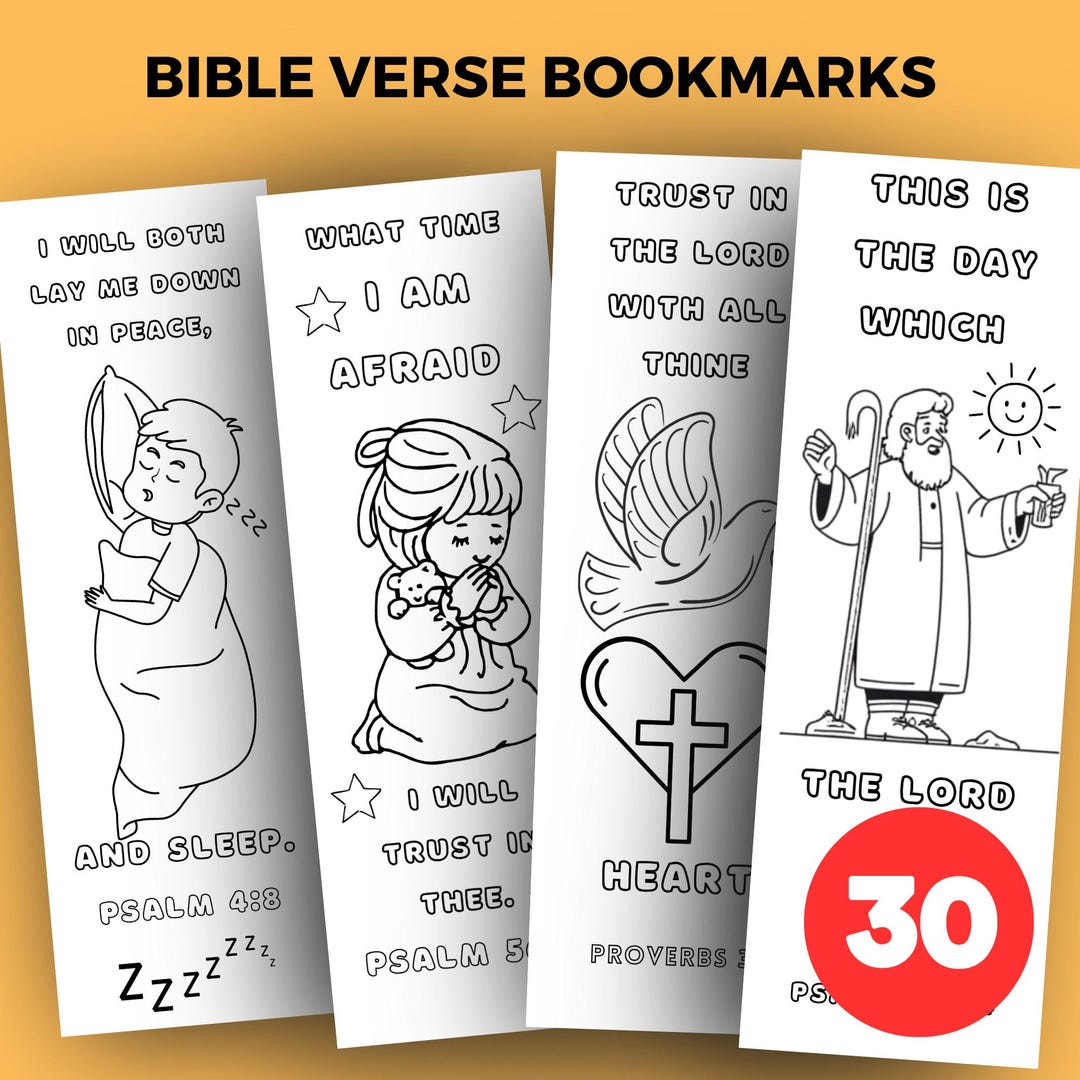 Bible Verse Coloring Bookmarks for Kids, Printable Scripture Bookmark ...