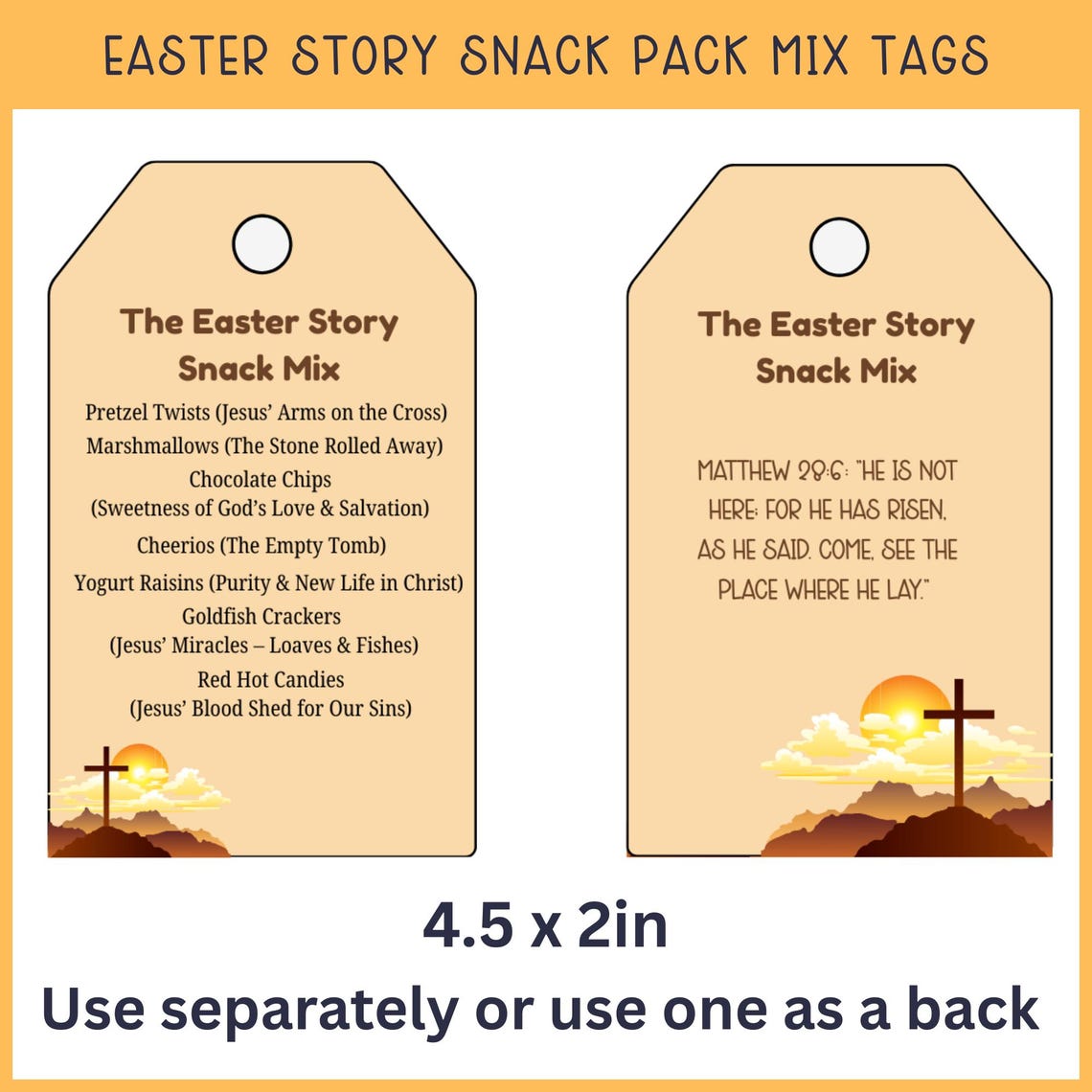 The Easter Story Snack Mix Printable Tag and Bag Topper Easter Basket ...