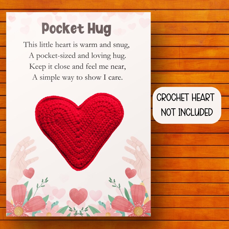 Printable Pocket Hug Holder, Market Display Cards Handmade Crochet ...