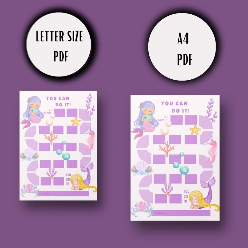 Mermaid Reward Sticker Chart: Potty Training & Chore Tracker (digital ...