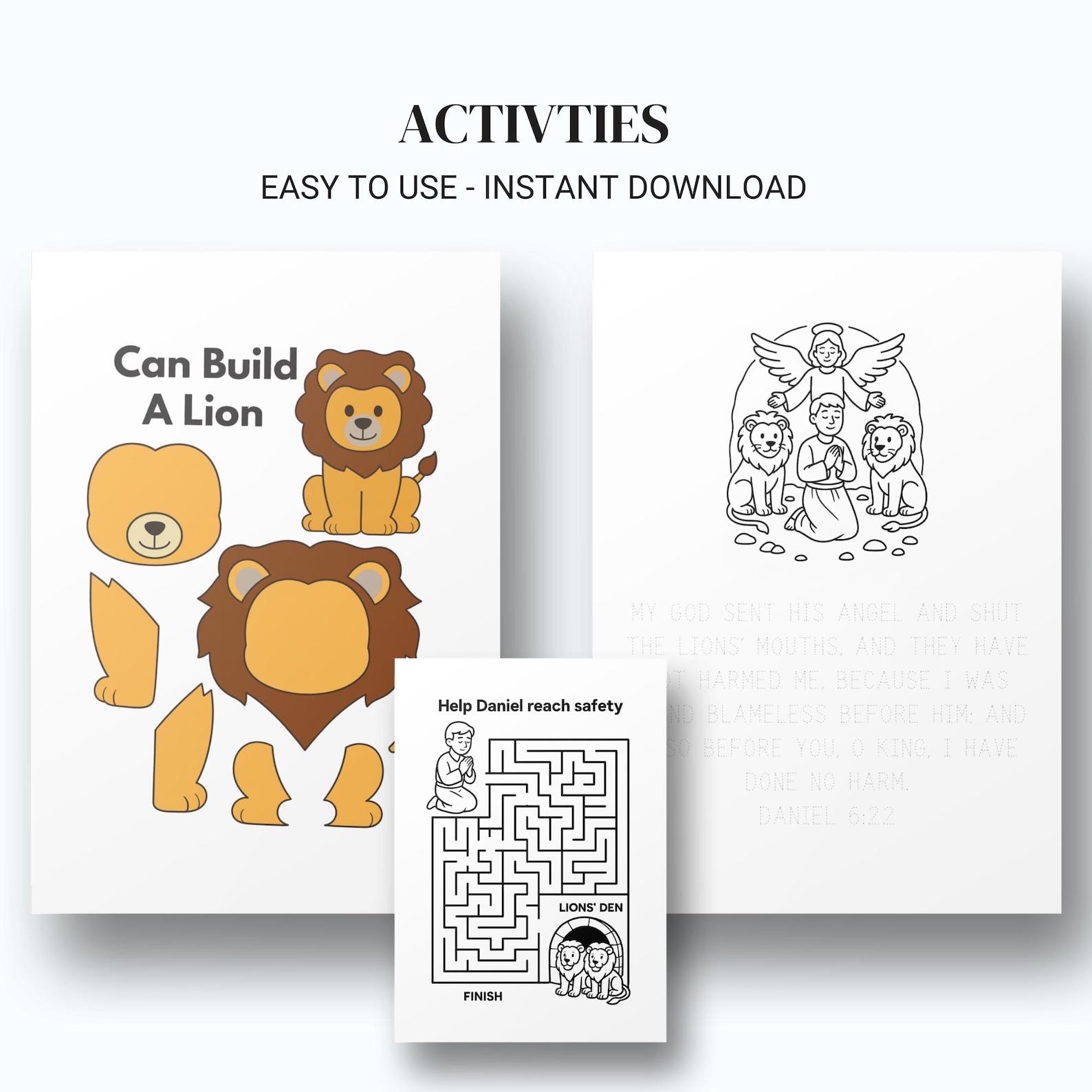 Daniel in the Lion's Den - Bible Story Activity - Sunday School Craft ...