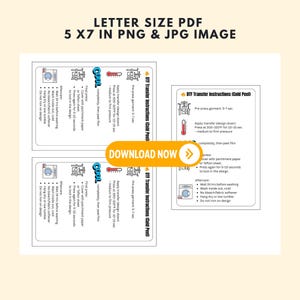 DTF Transfer Care Instructions Card: Printable PNG, JPG (digital ...