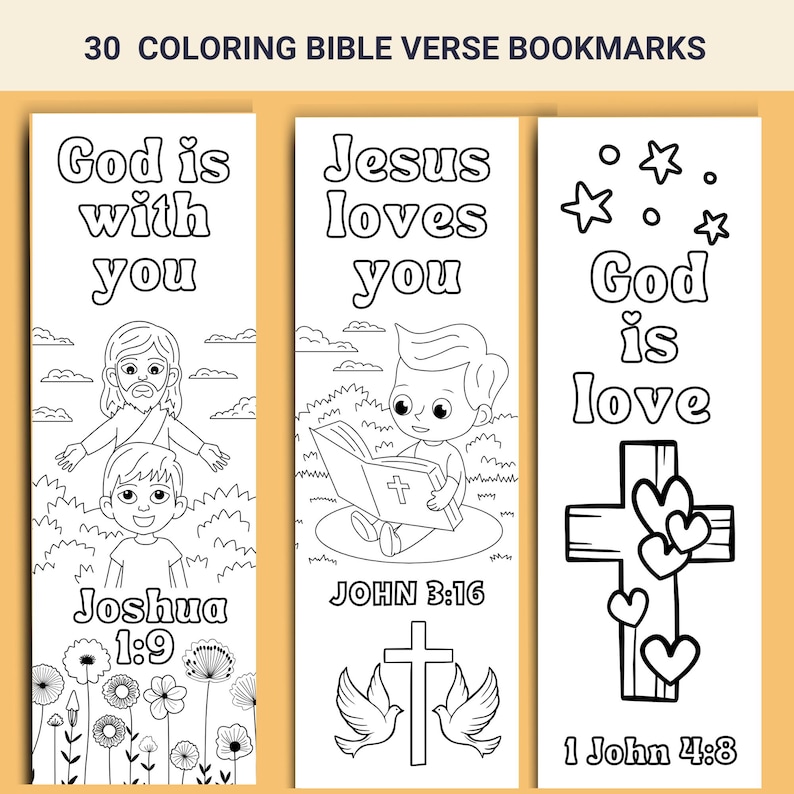 Bible Verse Coloring Bookmark Set, Printable Christian Faith Bible ...