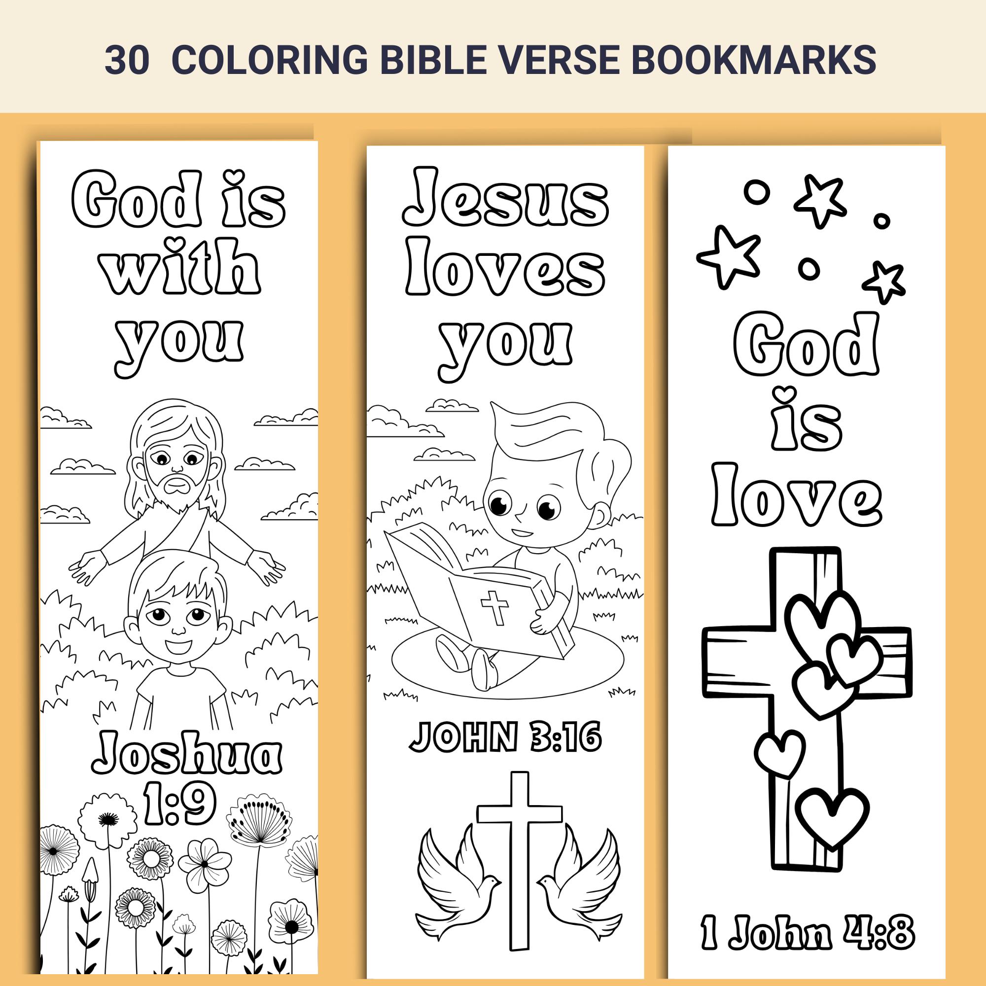 Bible Verse Coloring Bookmark Set, Printable Christian Faith Bible ...