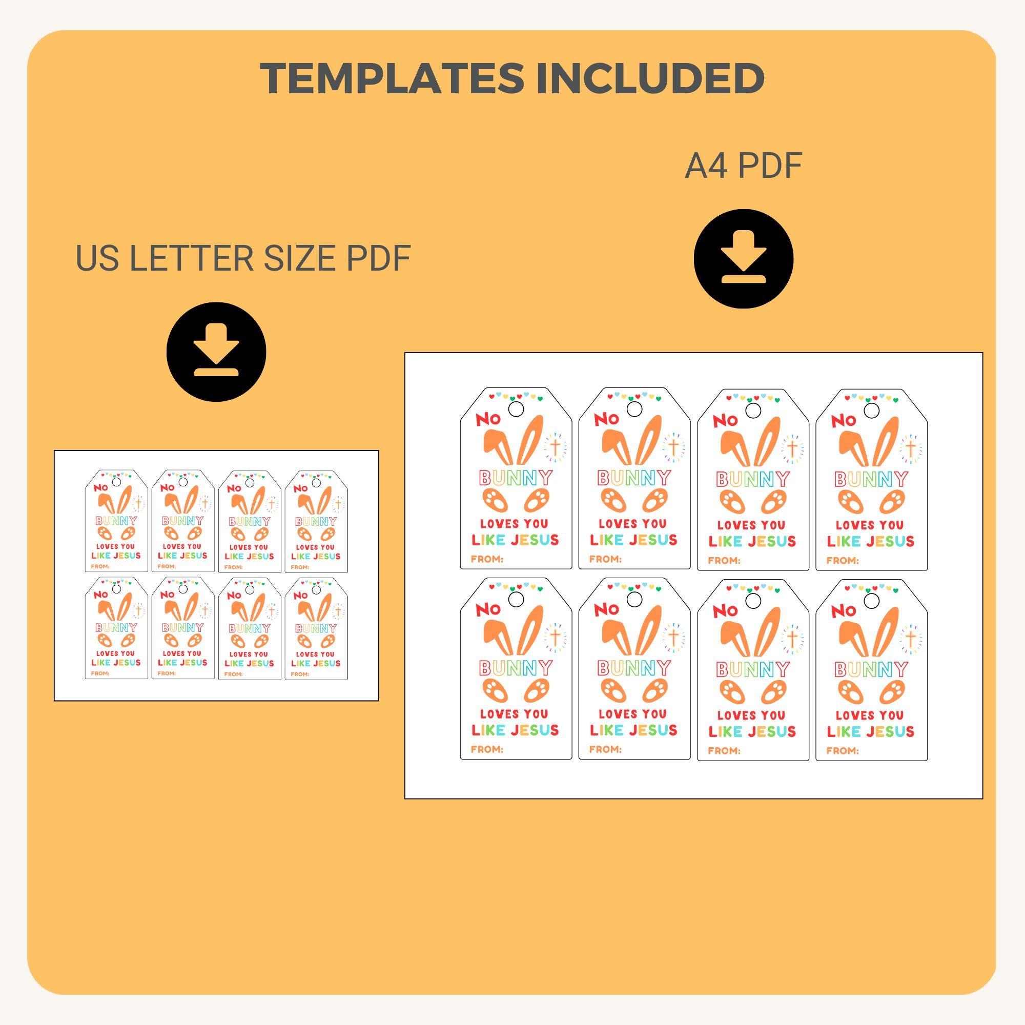 No Bunny Loves You Like Jesus Printable Gift Tag, Editable Easter ...