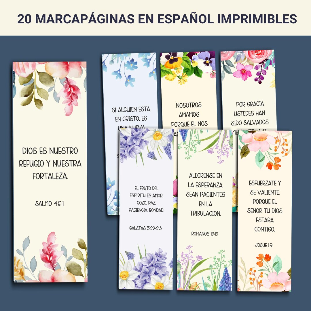 Spanish Bible Verse Bookmarks, Printable Christian Bookmarks Set ...