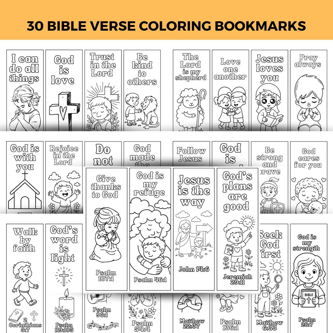Bible Verse Coloring Bookmarks for Kids, Printable Scripture Bookmark ...
