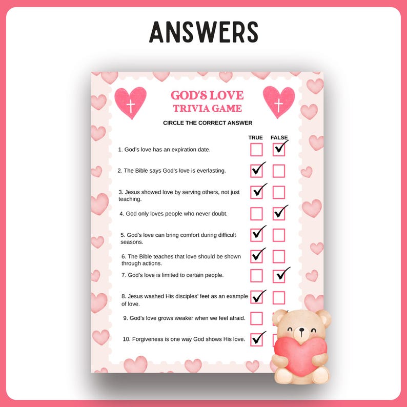 Gods Love Bible Trivia Game, Gods Love Game, Valentine’s Bible Trivia ...