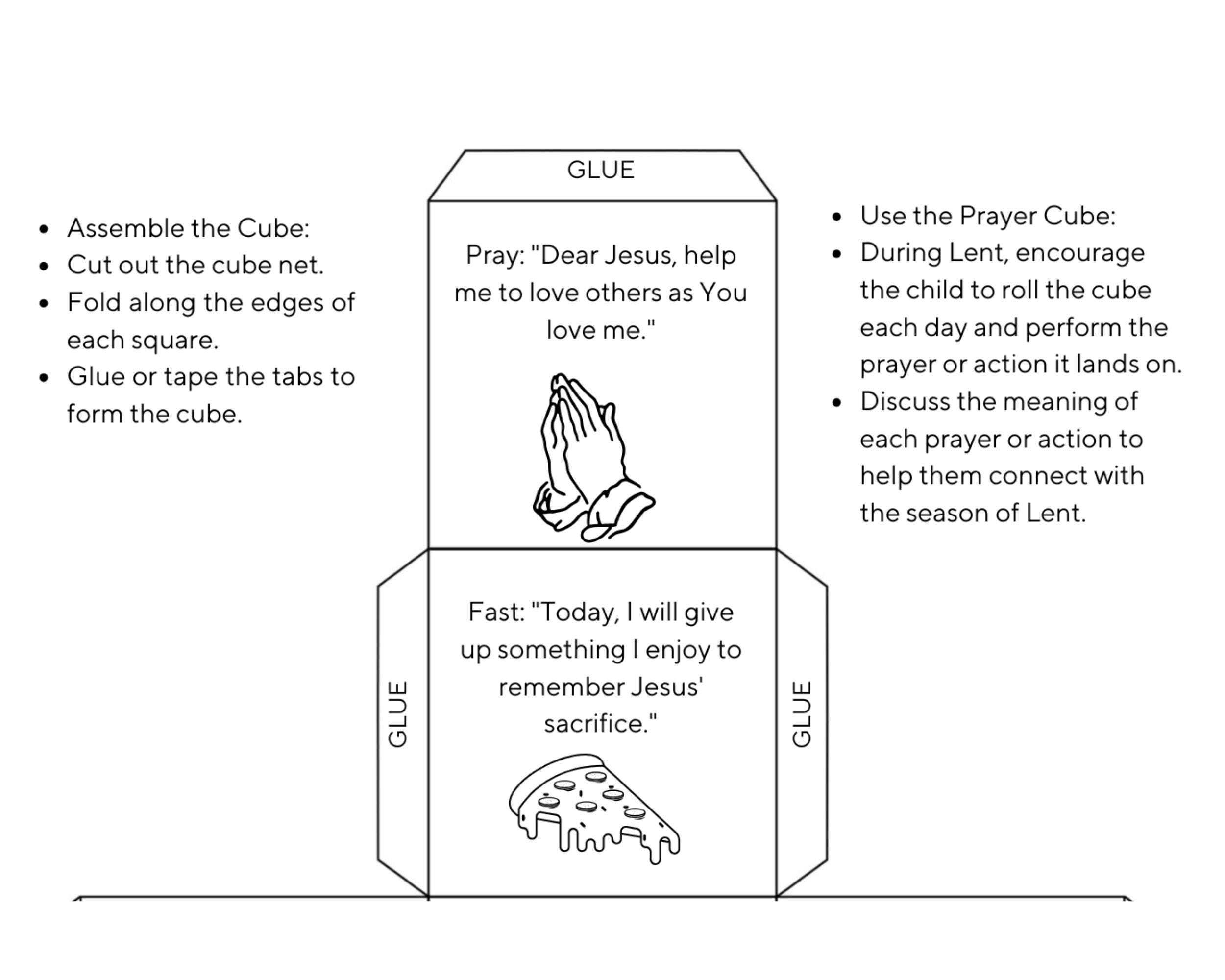 Lenten Prayer Cube for Kids , Christian Printable Craft for Kids ...