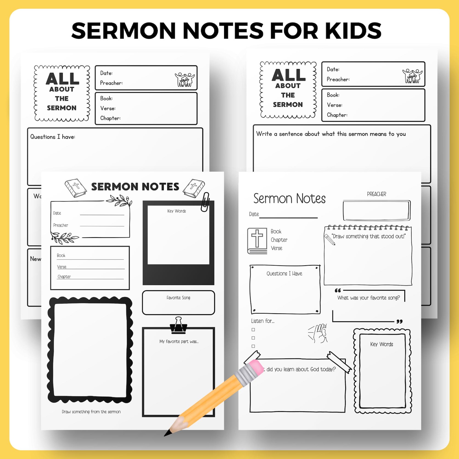 Kids Sermon Notes Printable - Sunday School Worksheet - Children’s ...