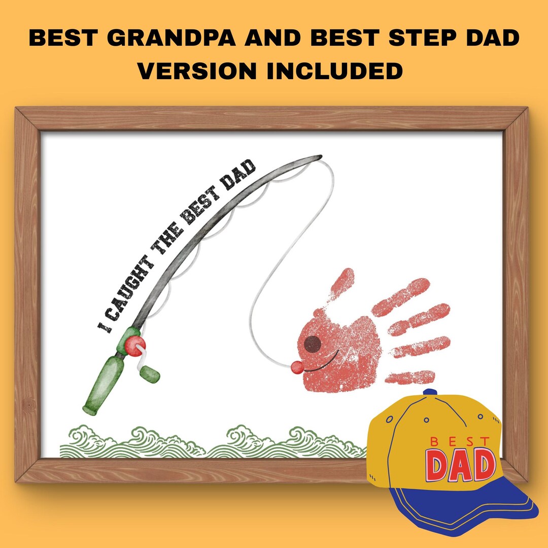 Dad Fish Handprint Art Printable | Dad Fishing Birthday Card | Fishing ...