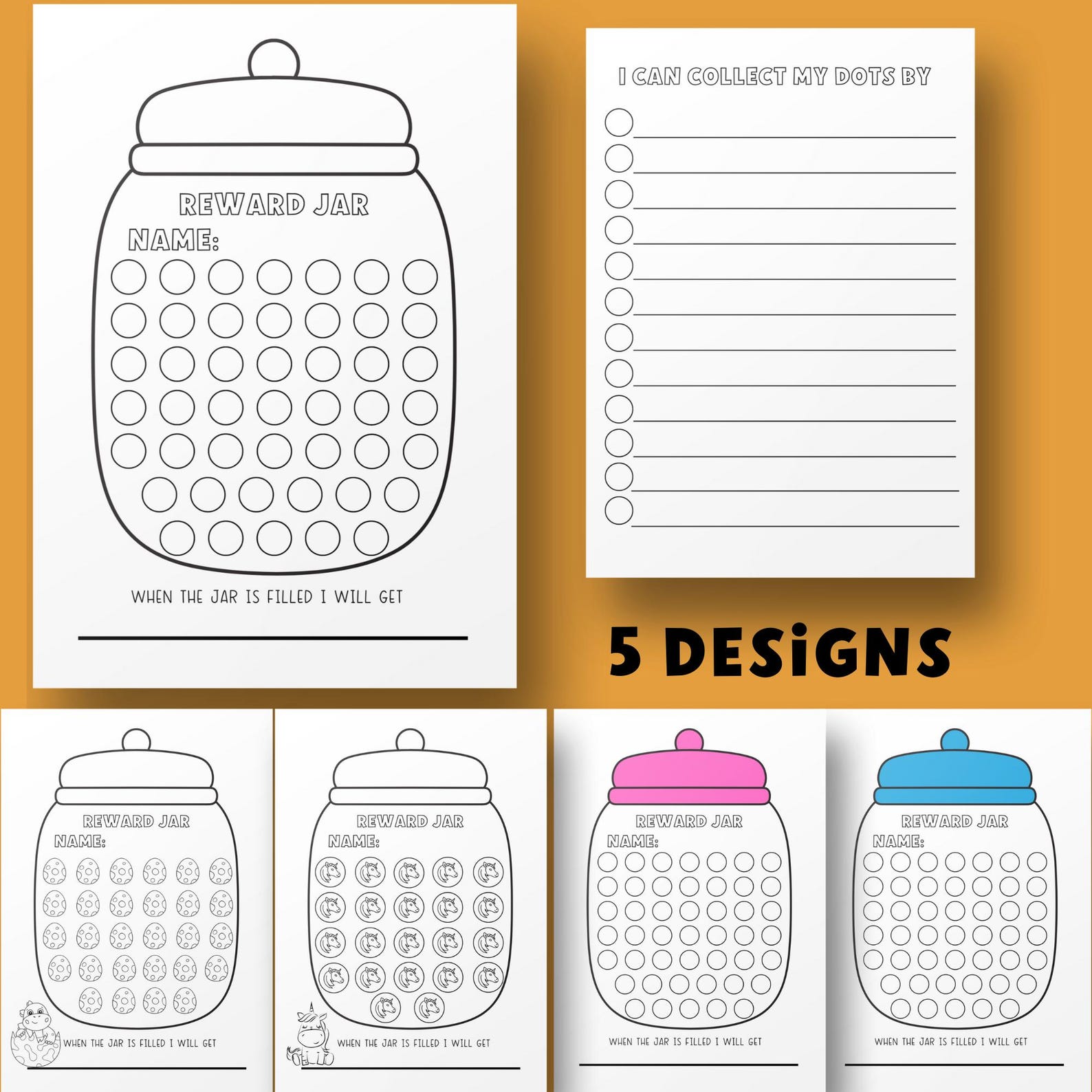 Reward Jar Printable for Kids Motivational Behavior Chart Fillable ...