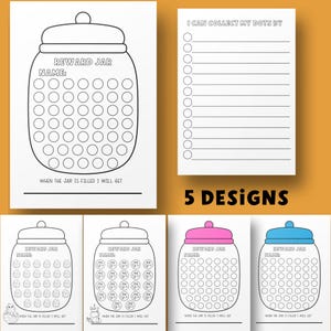 Reward Jar Printable for Kids Motivational Behavior Chart Fillable ...