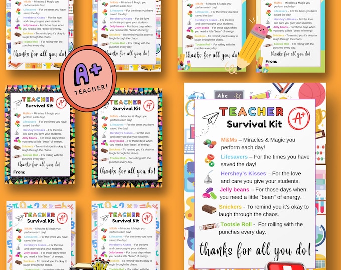 Back to School Survival Kit - Printable Teacher Gift Tag (digital ...