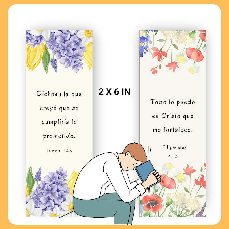 Spanish Bible Verse Bookmarks, Printable Christian Bookmark Set, Floral ...